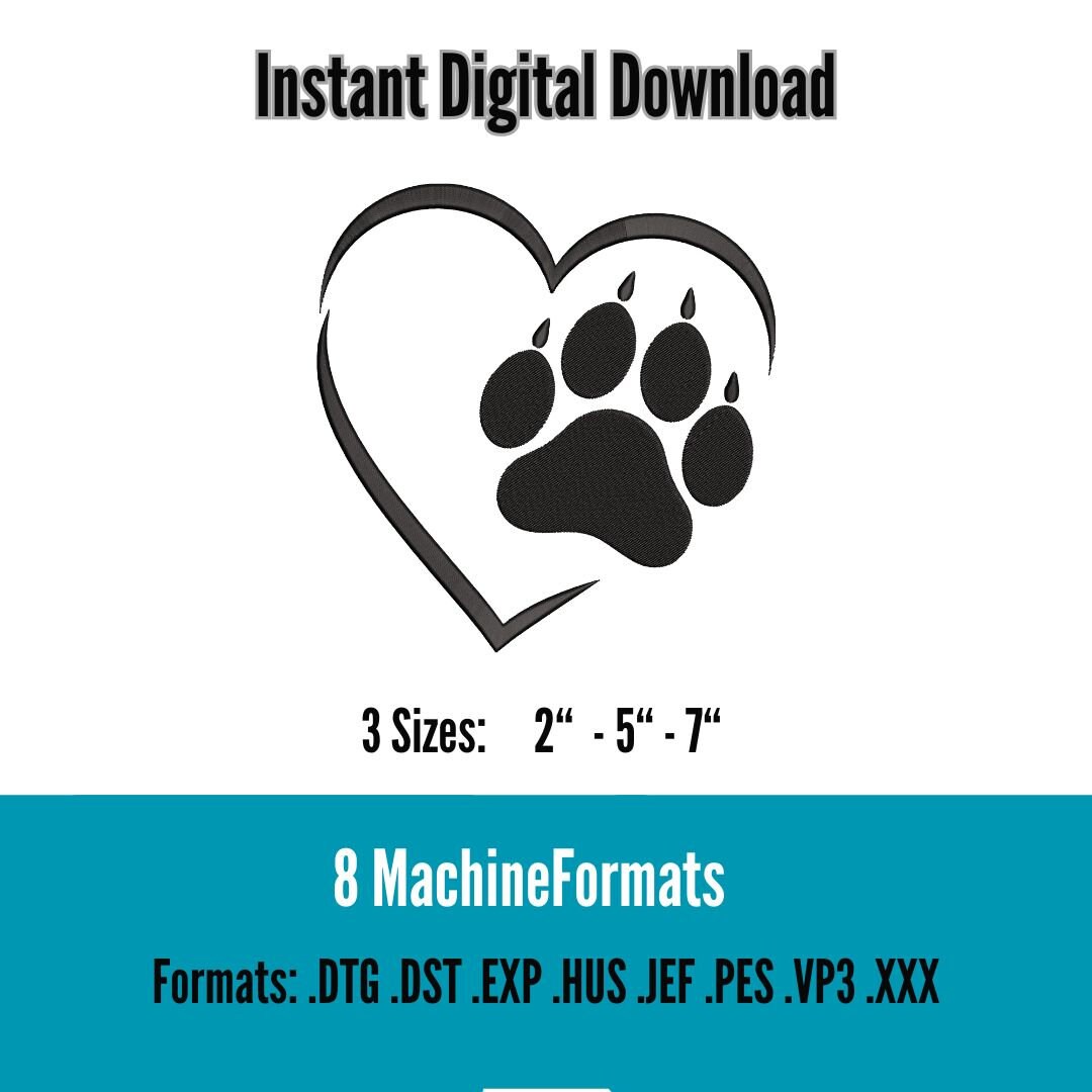 Paw Print Embroidery Design, Puppy Embroidery File, Dog Lover ...