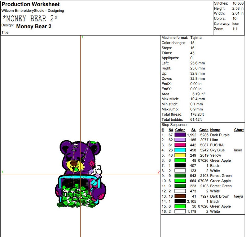 Money Bear Embroidery Design, Cash Money Embroidery Design File for ...