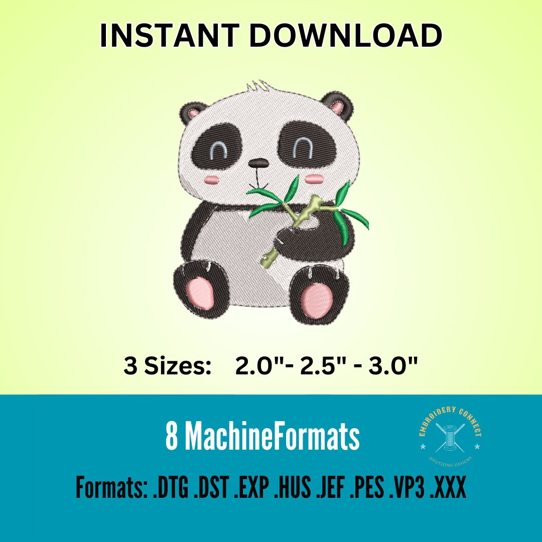 Cute Panda Machine Embroidery Design, Panda Embroidery Files, Animal ...