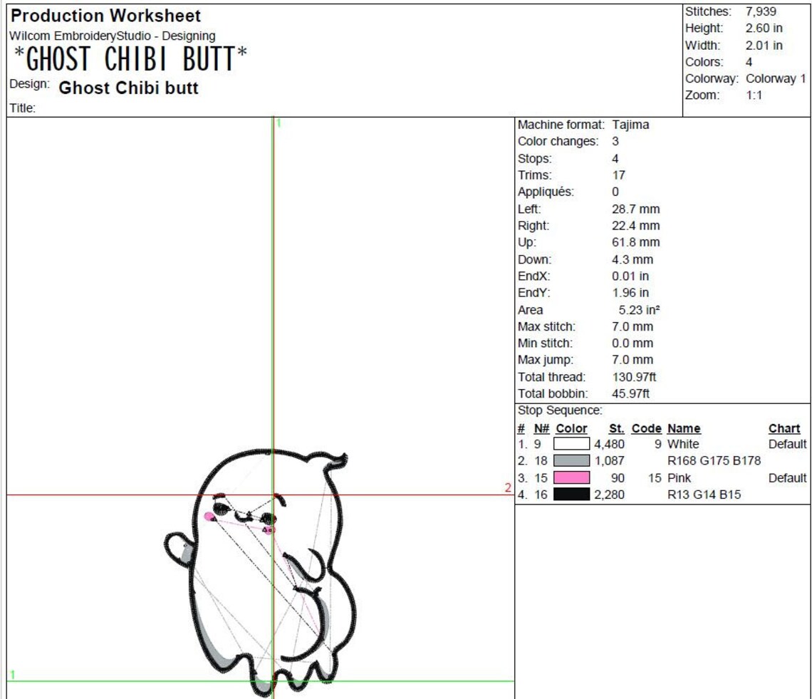 Cheeky Chibi Ghost, Big Booty Ghost, Cute Ghost Machine Embroidery ...