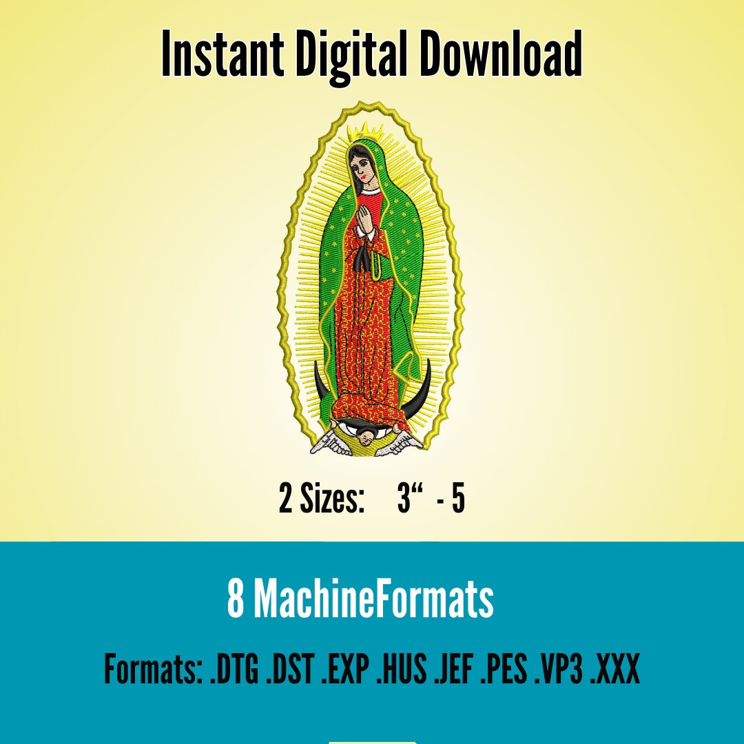 Virgen De Guadalupe Embroidery File, Virgin Mary Embroidery Design, Religious Embroidery Design ...