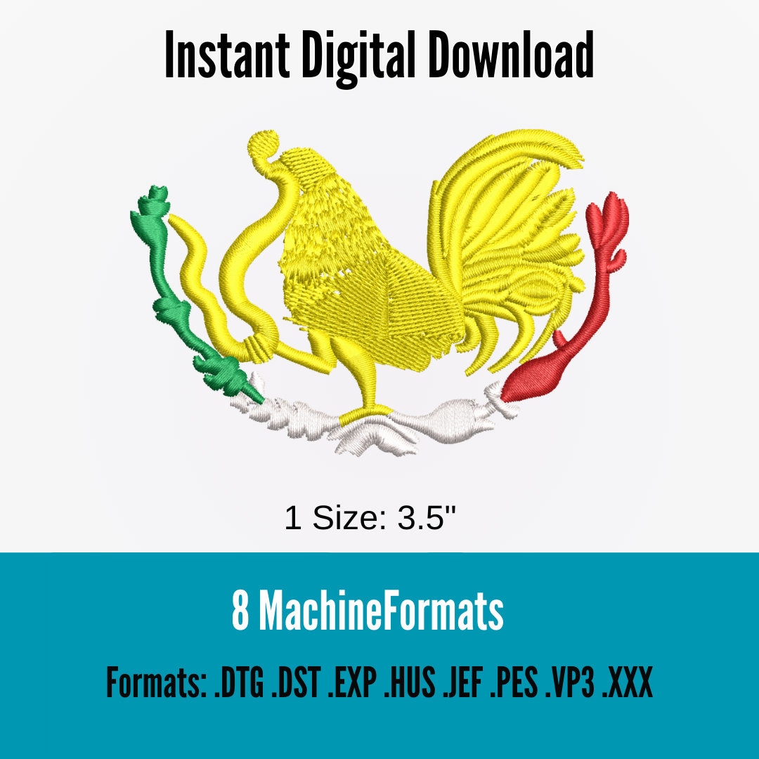 Gallo Mexicano Embroidery Design, Gallo Giro Machine Embroidery, Gallo ...