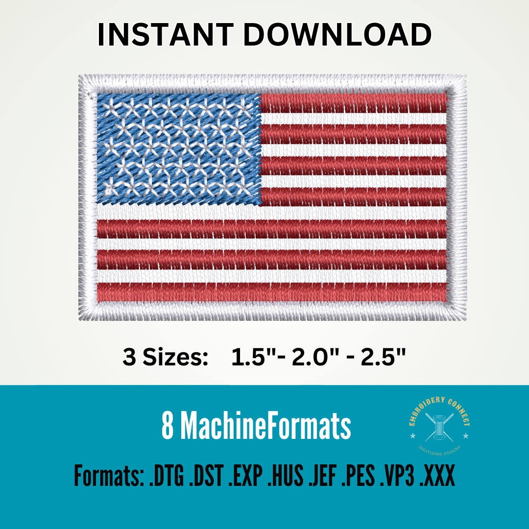 USA Flag Embroidery Design, Embroidery for Hats, USA Flag Machine ...