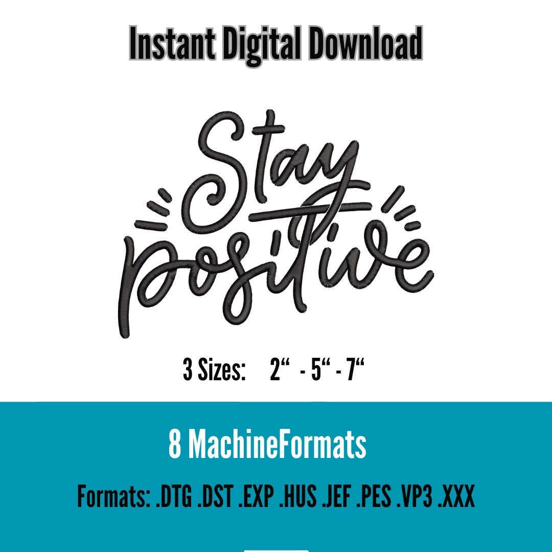 Stay Positive Embroidery Designs Inspirational Embroidery - Etsy