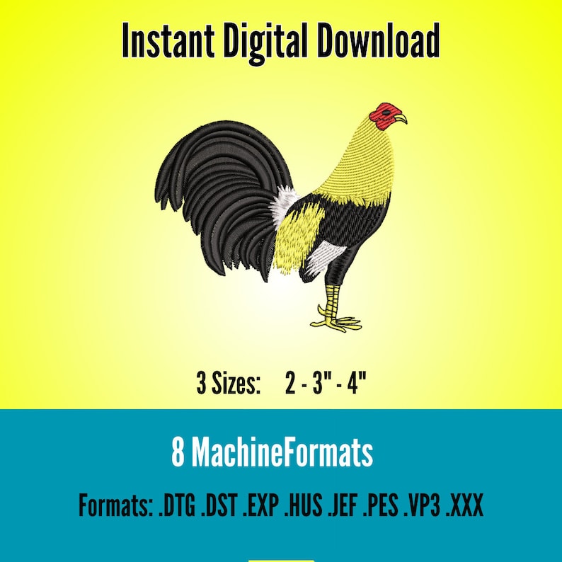 Rooster Embroidery Design, Gallo Giro Machine Embroidery, Gallo De ...