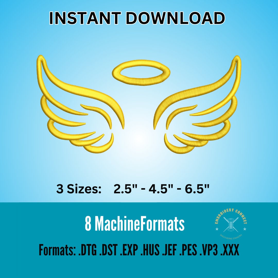 Angel Wings Embroidery Designs, Machine Embroidery Design, Instant ...
