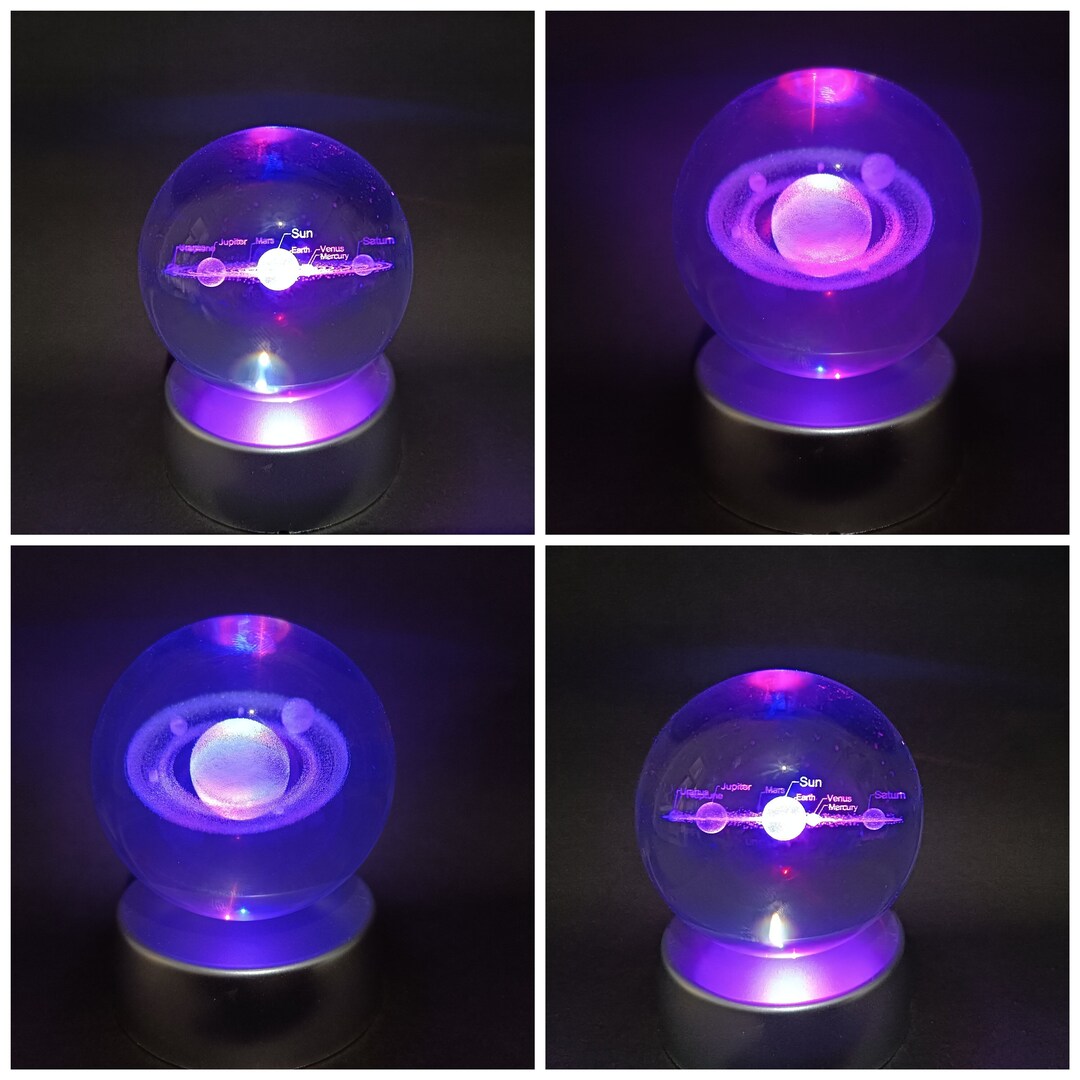 3D Planet Solar System Crystal Ball Laser Engraved Galaxy - Etsy