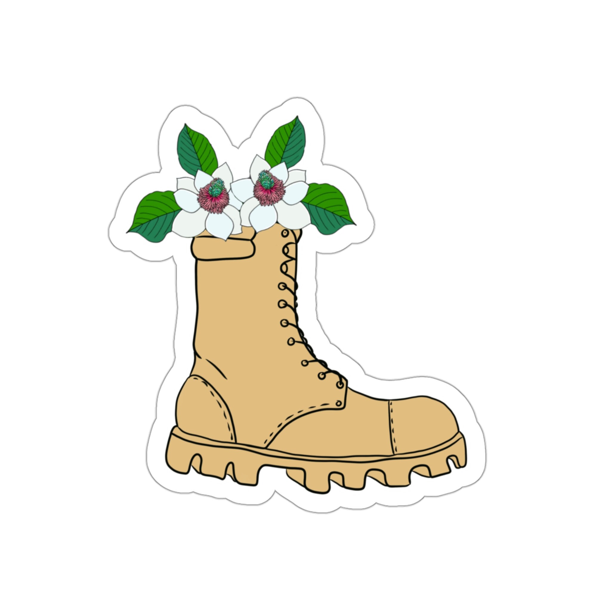 Military Boot With State Flower Sticker-louisana - Etsy