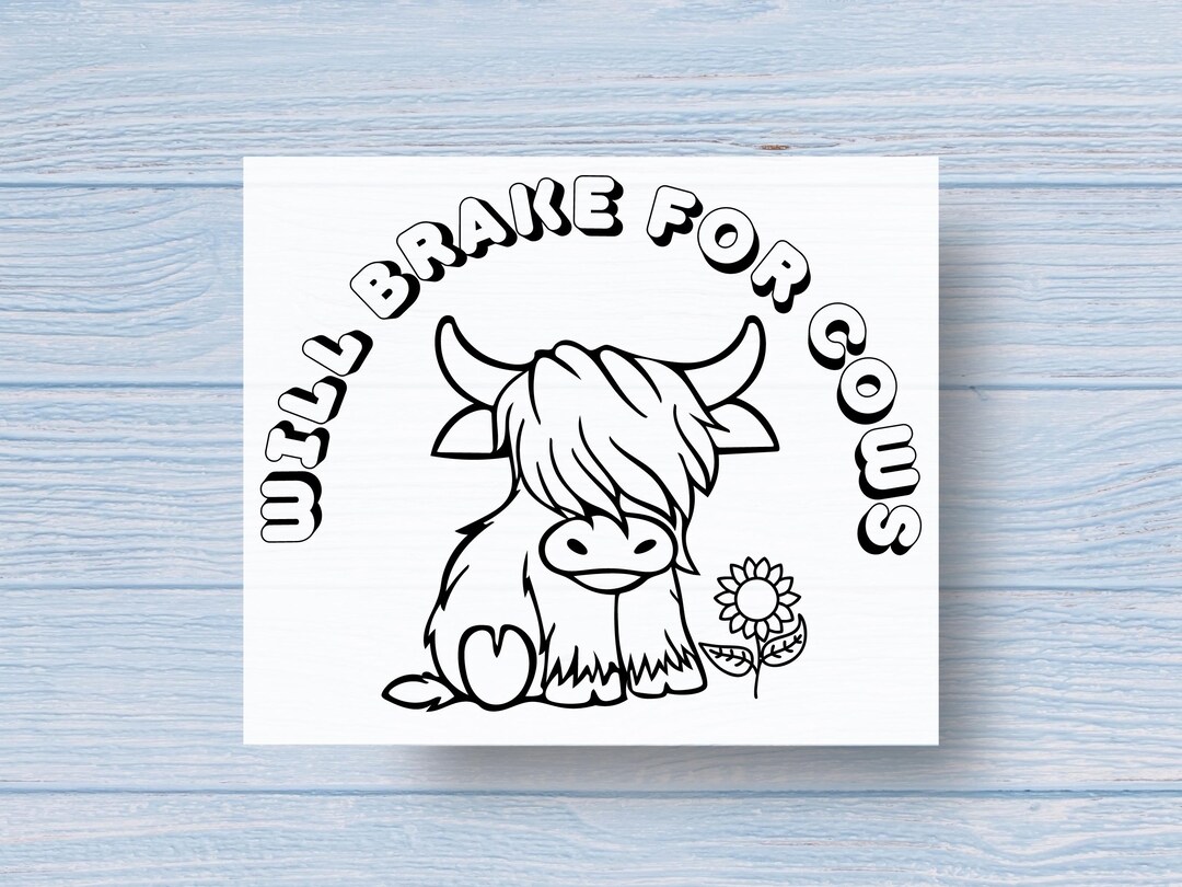 Will Brake for Cows Vinyl Car Decal | Cute Cow Bumper Sticker for Farm ...