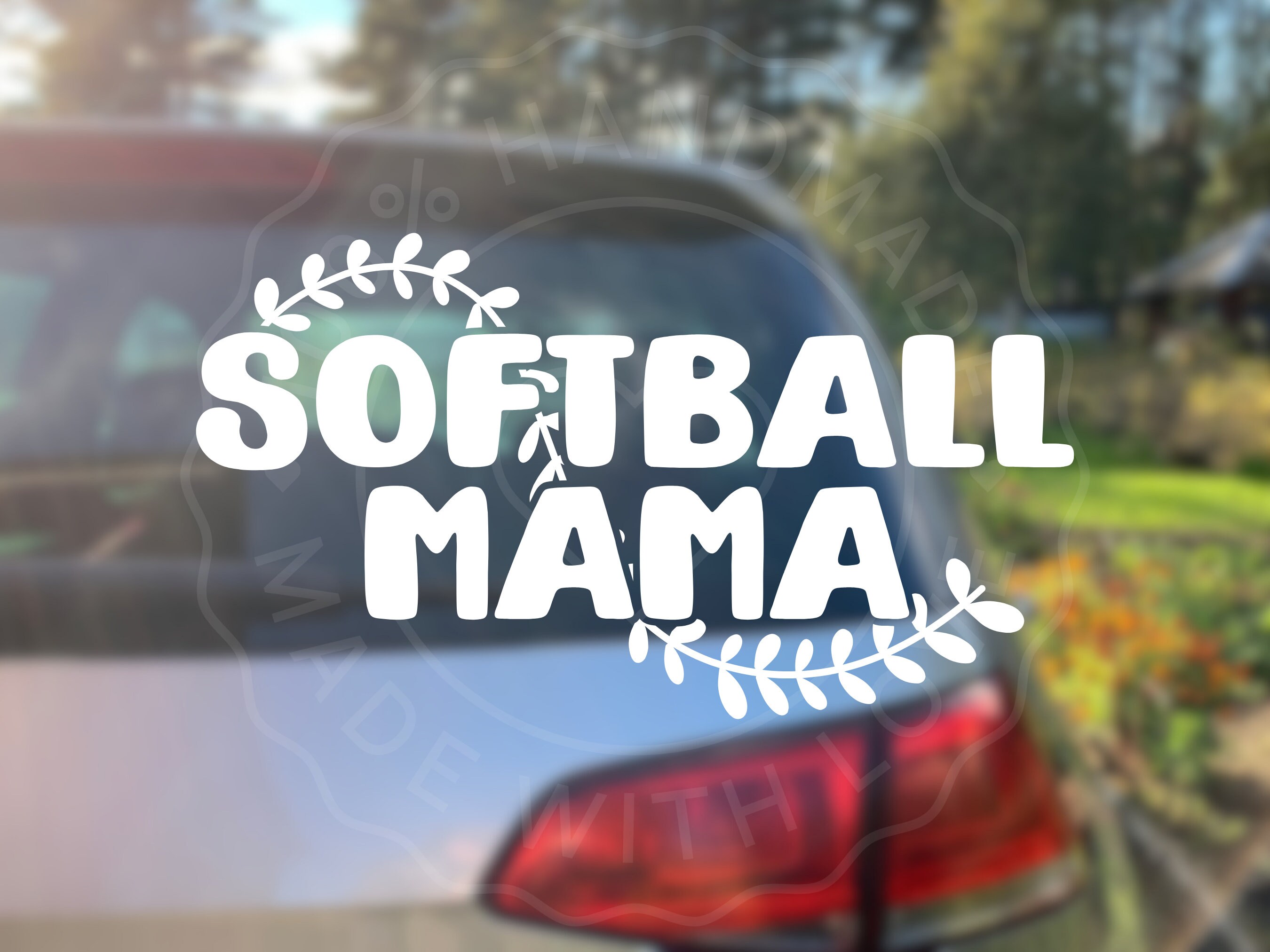 Cute Softball Lace Vinyl Decal, Bumper Sticker, Sports Mama Black ...