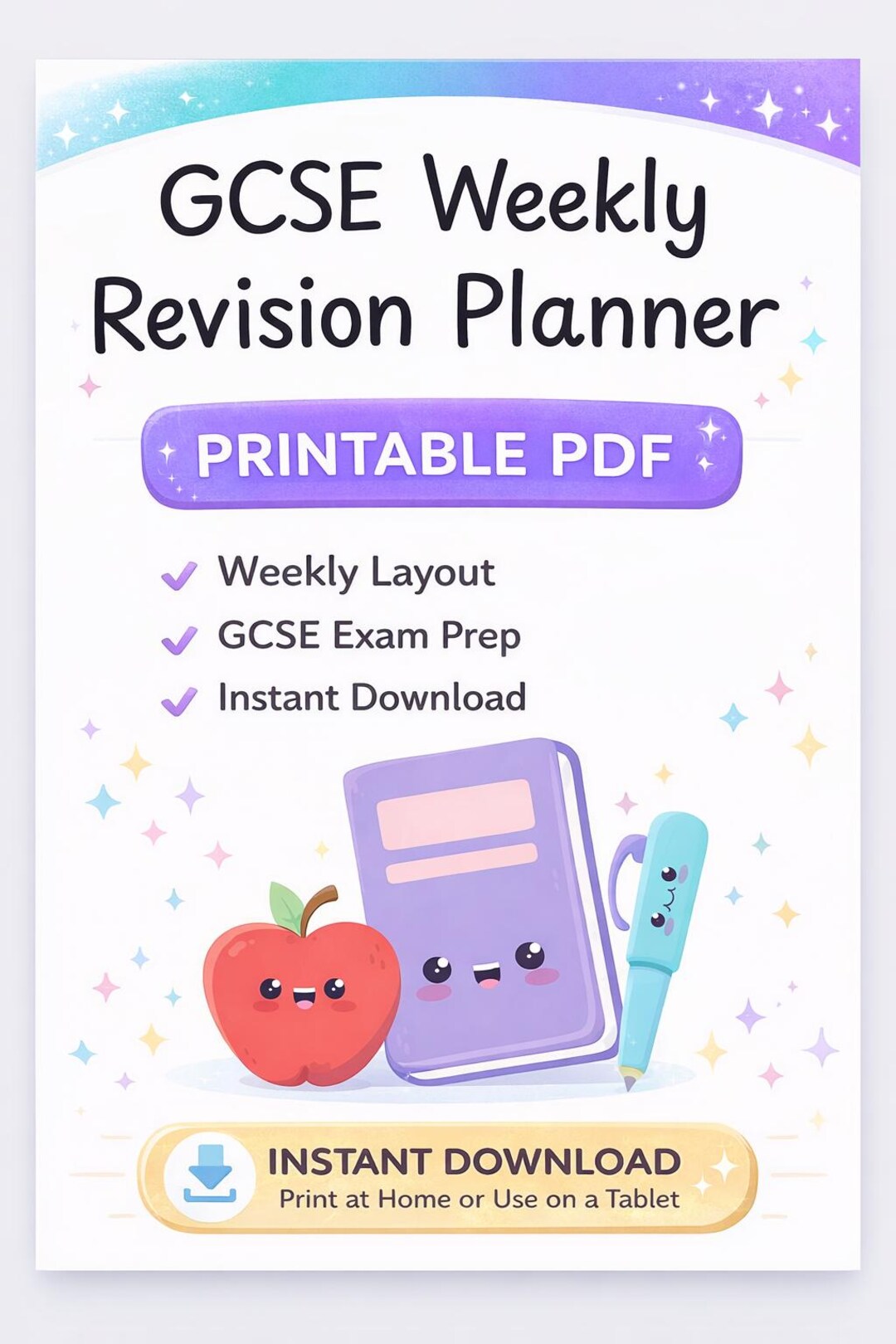 GCSE Weekly Revision Planner | Printable Study Planner PDF | Exam ...