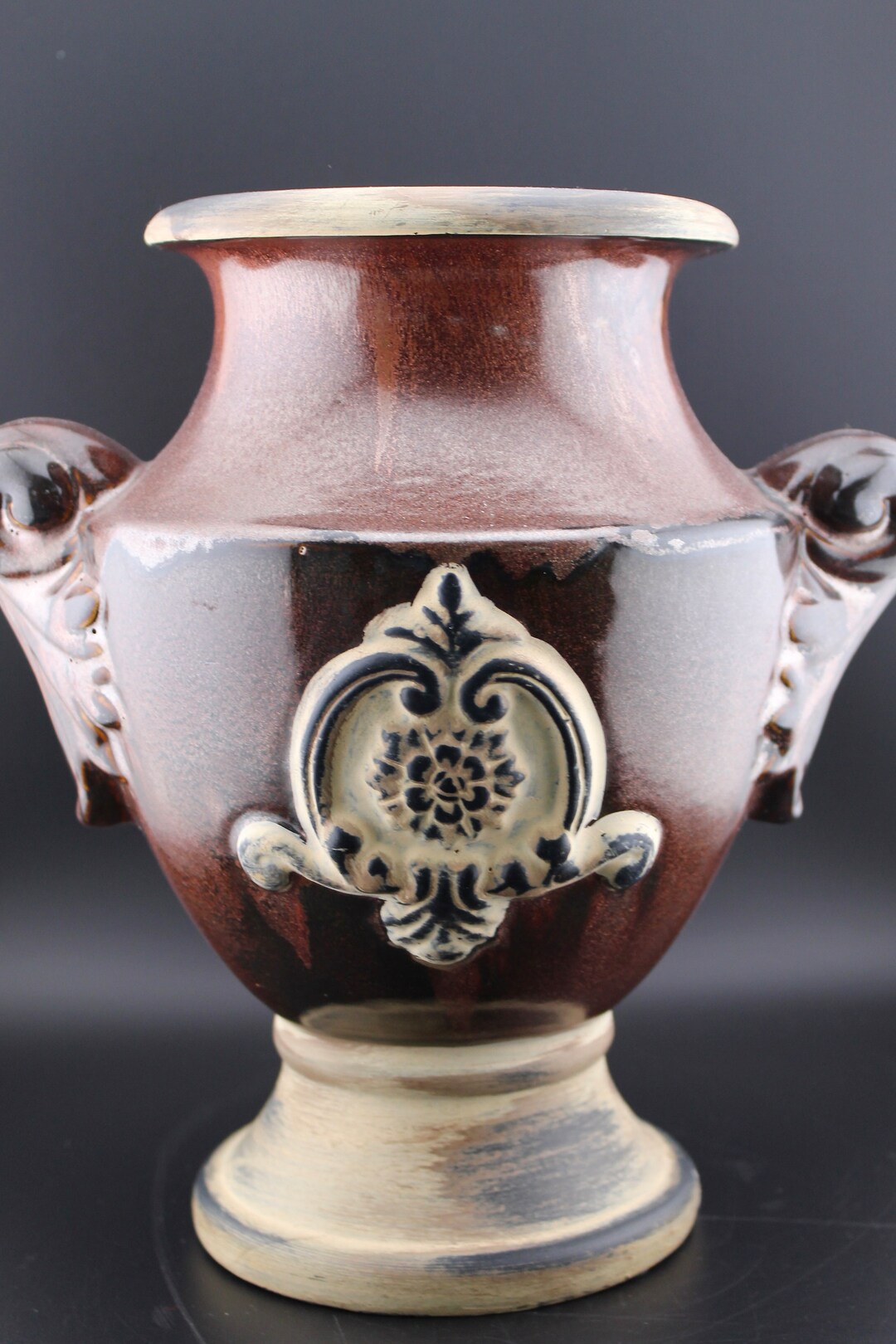Hosley Pottery French Style Brown Glazed Vase - Etsy