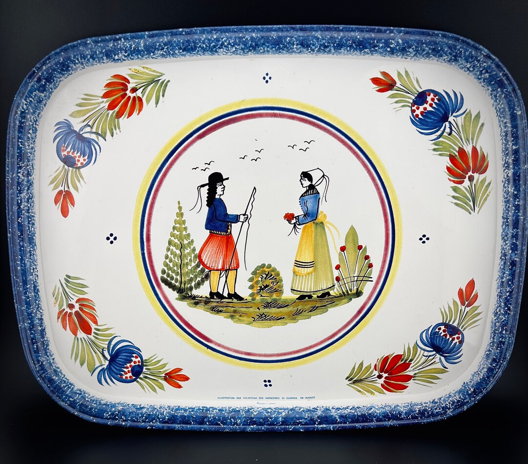 Vintage French Tin Platter - Etsy