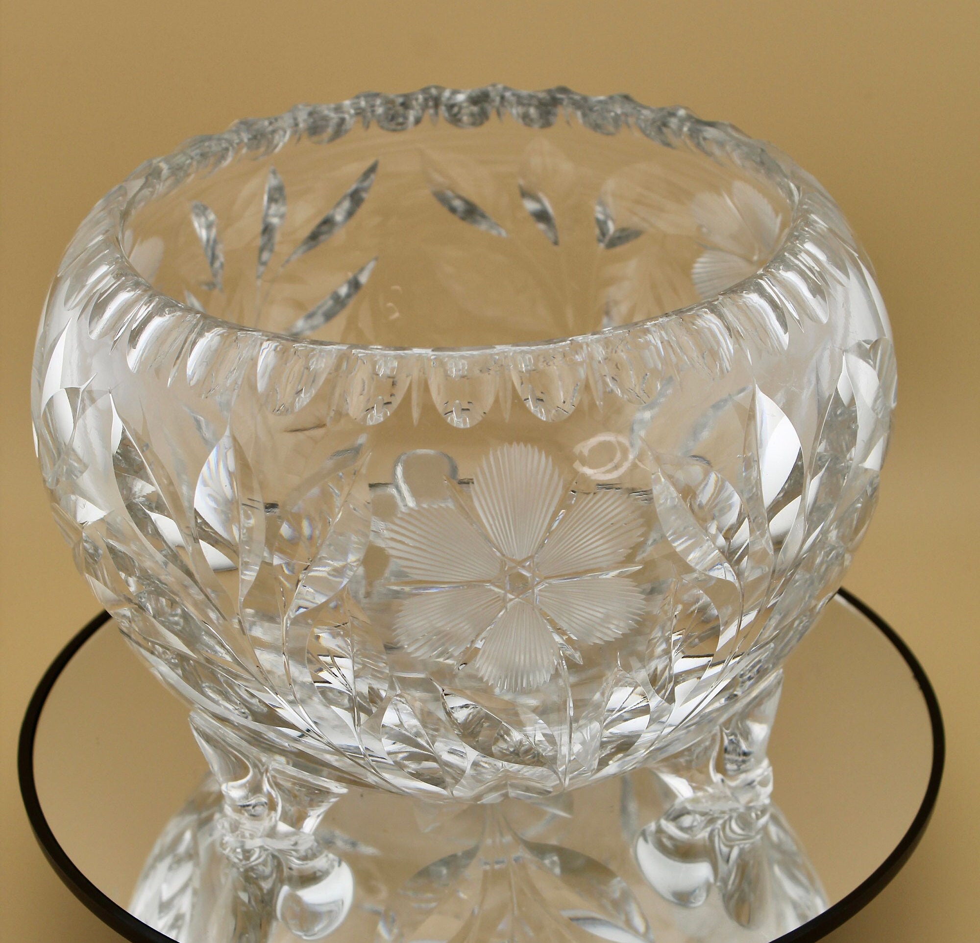 Cut Crystal Rose Bowl - Etsy
