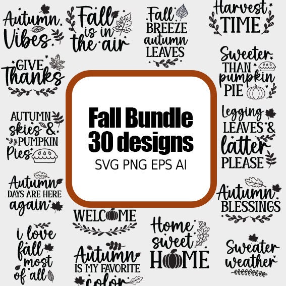 Fall Svg Happy Fall Svgfall Svg Bundle Autumn Svg Bundle - Etsy