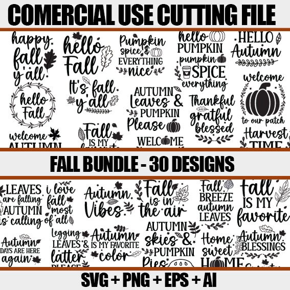 Fall Svg Happy Fall Svgfall Svg Bundle Autumn Svg Bundle - Etsy