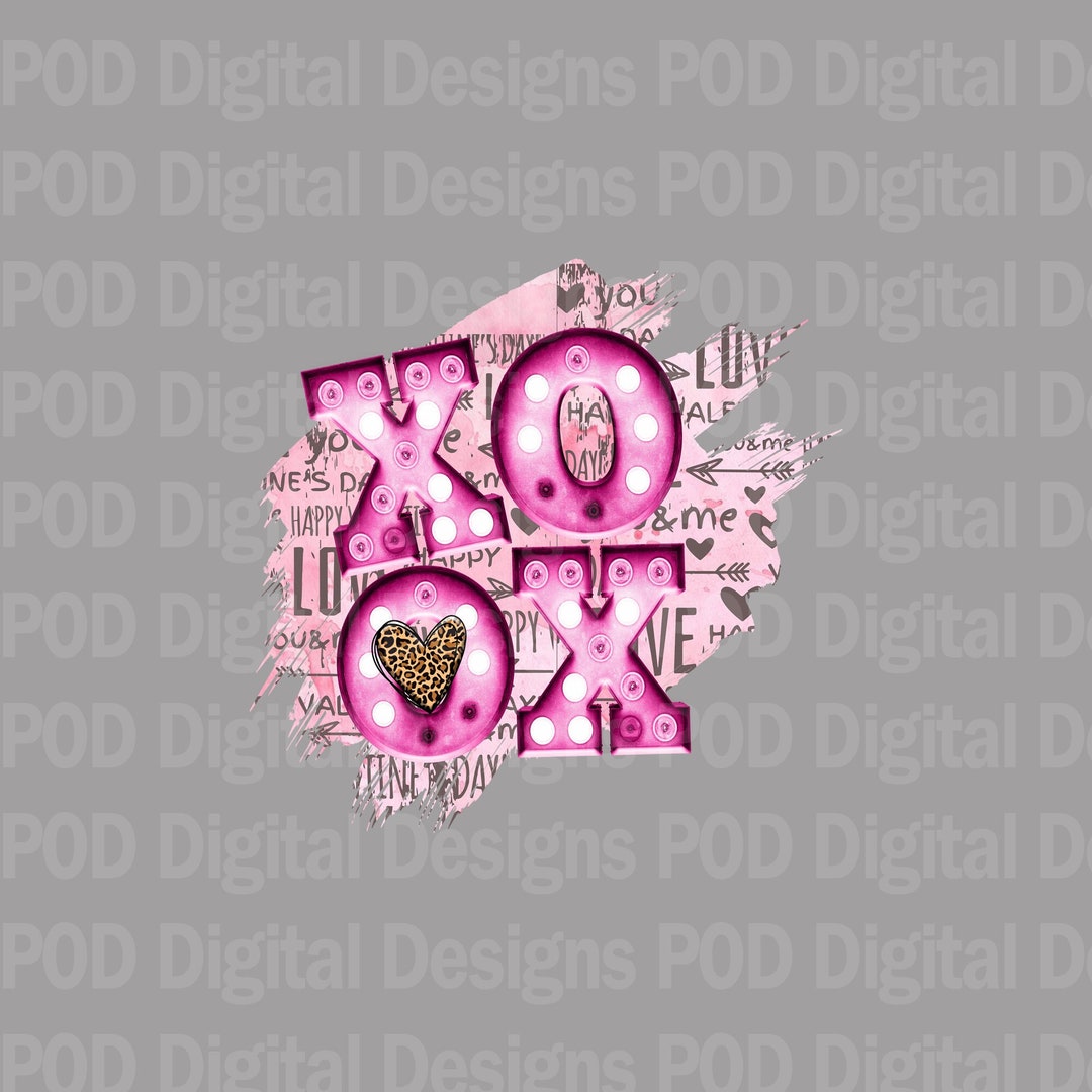 Valentine's Day, Transparent PNG Pink Xoxo Lights, Sublimation, DTF ...