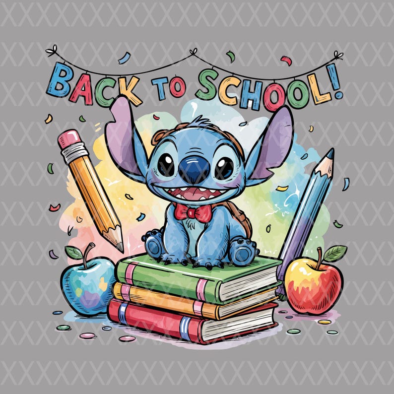 Stitch Back to School PNG: Funny Book Stack Design (digital Download - Etsy