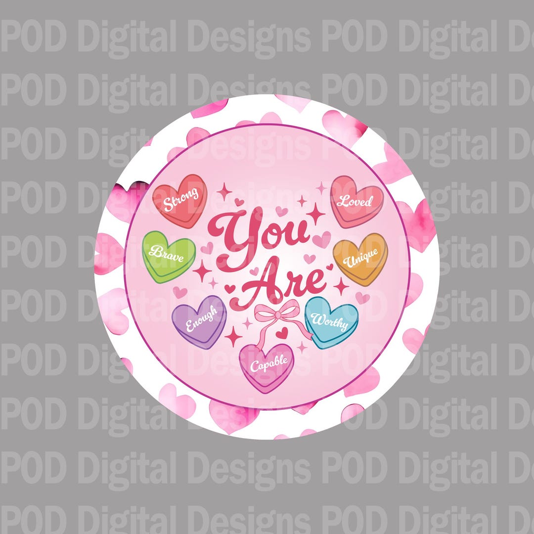 You Are Affirmation Candy Hearts Valentine Wreath Center - 9" UV ...
