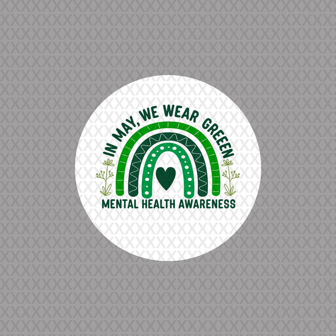 Mental Health Awareness Wreath Round - Green Ribbon, Durable Hardboard ...