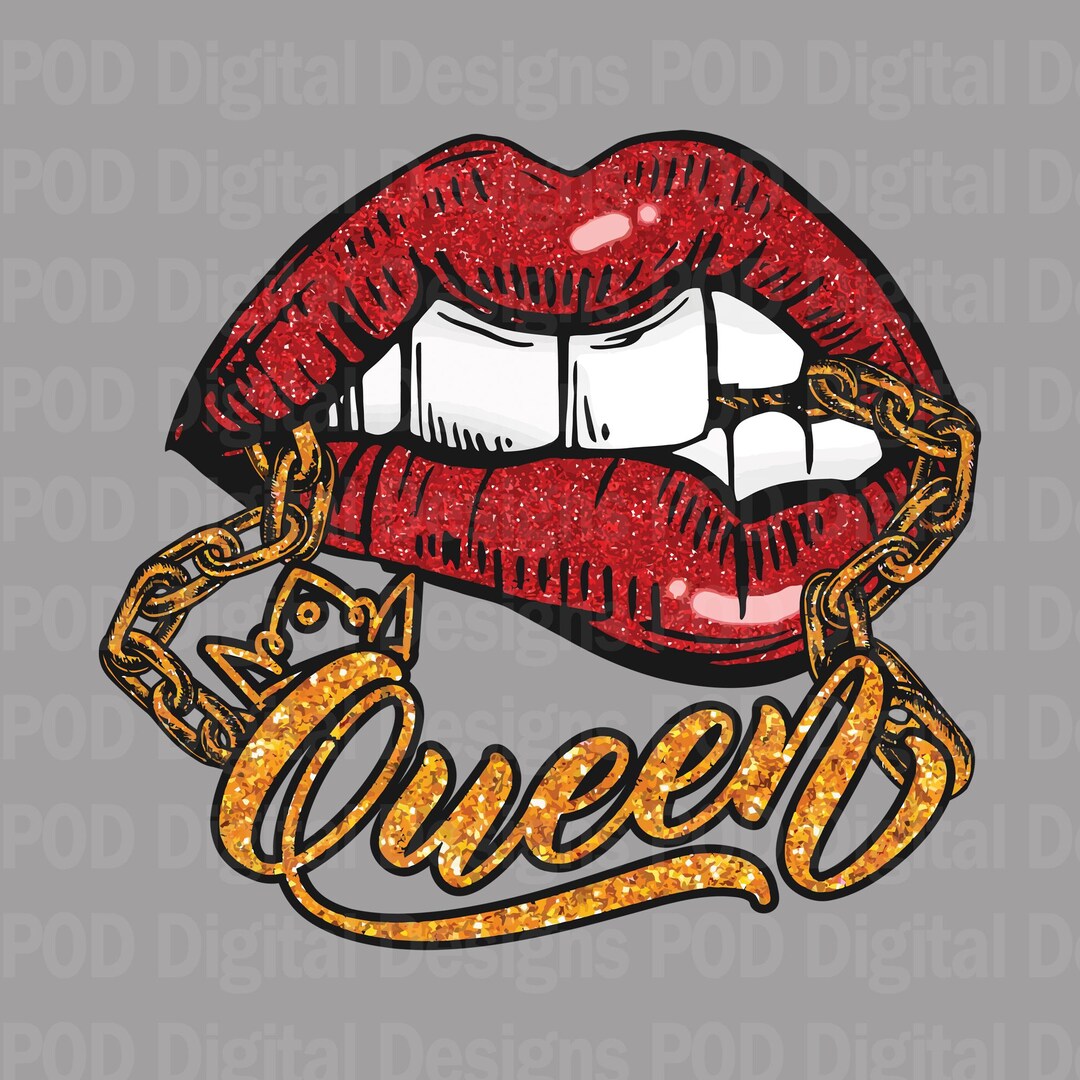 Transparent Png Queen Lips Digital Image for Sublimation, DTF, POD, 300 ...
