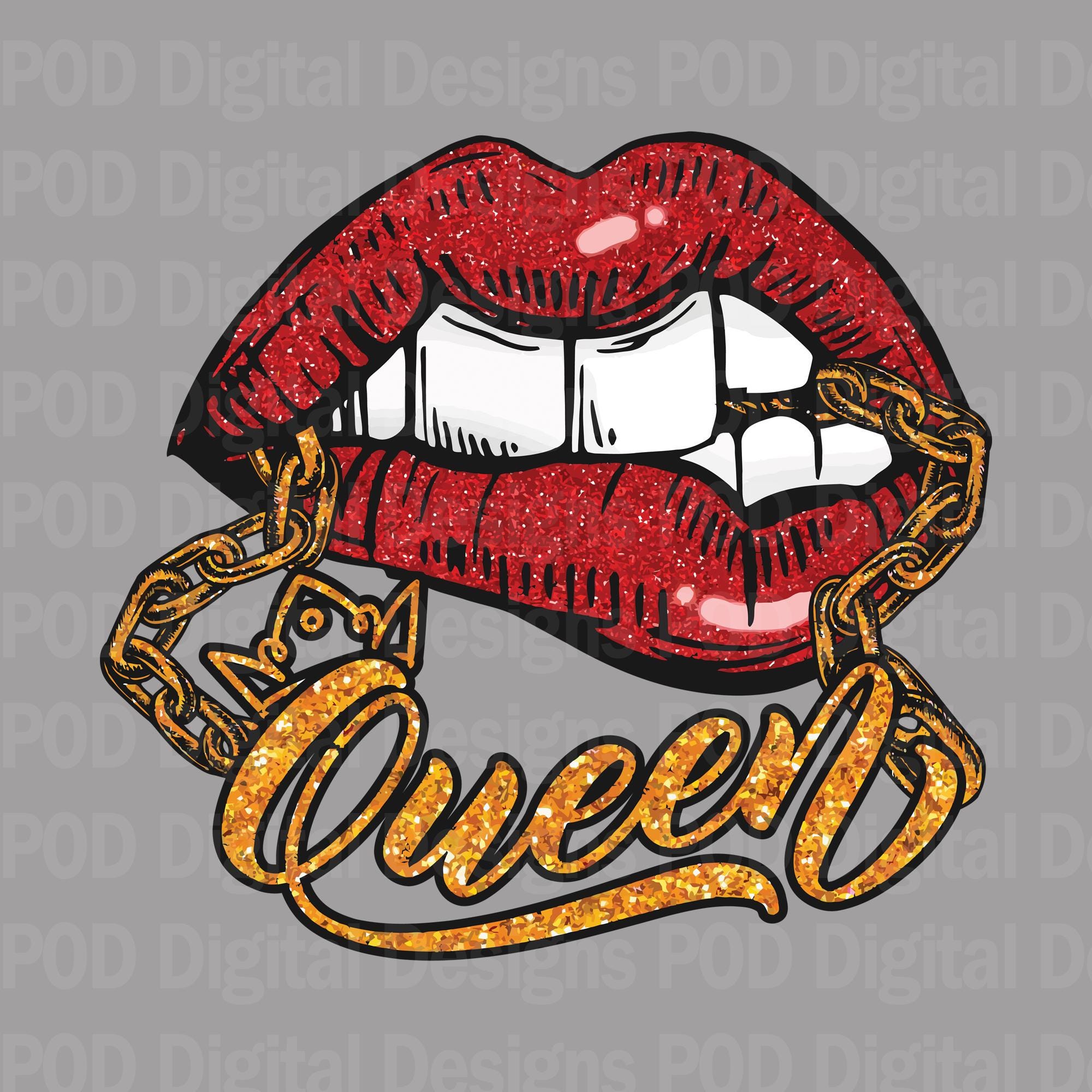 Transparent Png Queen Lips Digital Image for Sublimation, DTF, POD, 300 ...