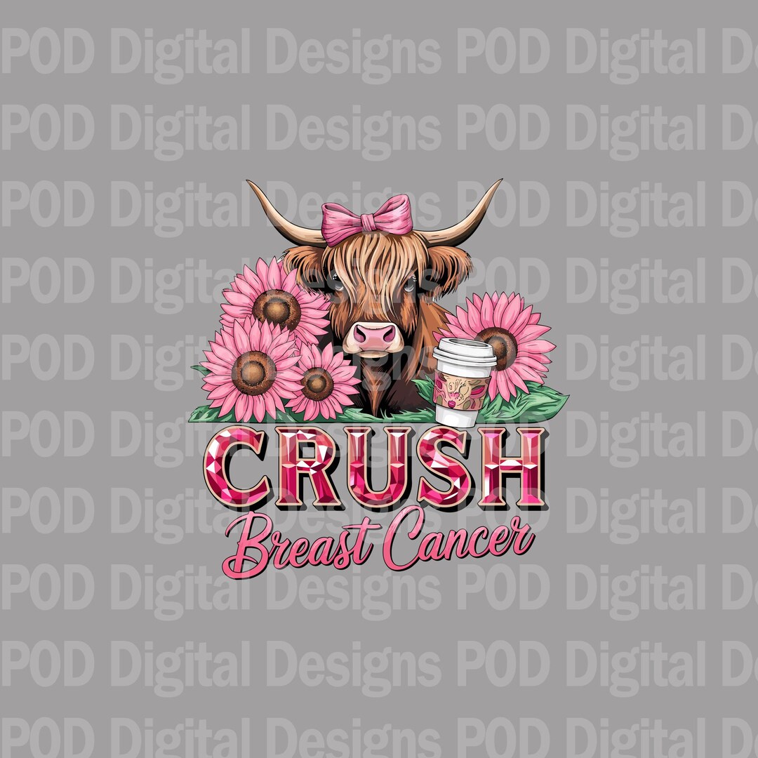 Transparent Png Highland Cow Breast Cancer Awareness Design Digital ...