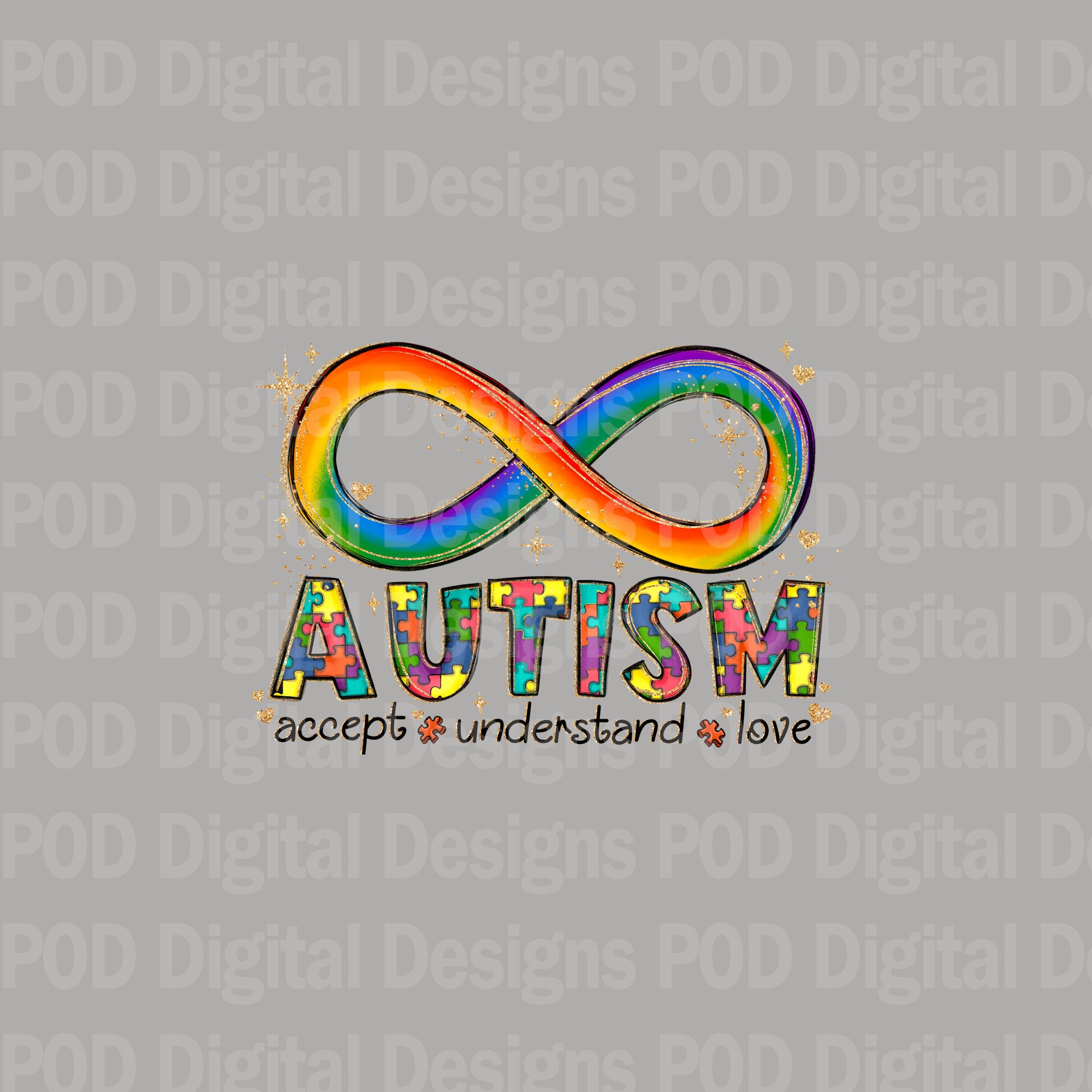 Transparent PNG Autism Accept Understand Love Sublimation - Etsy
