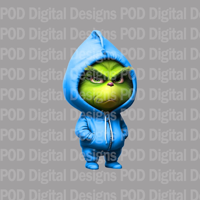 Transparent Png Grinch Blue Onesie | Sublimation | DTF | DTG - Etsy