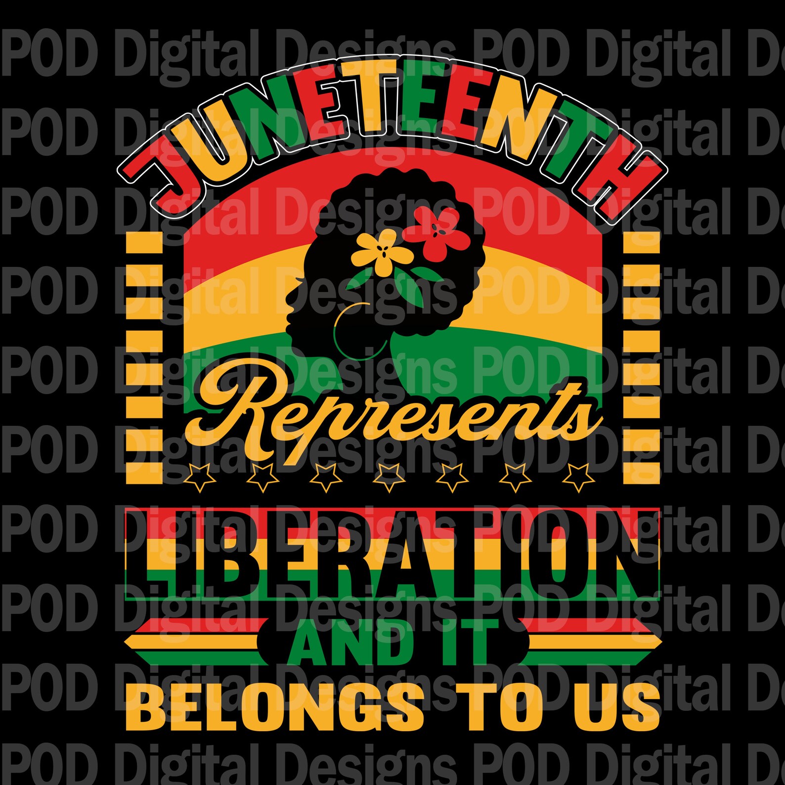 Juneteenth Represents Liberation Transparent Png, 300 DPI for DTG ...