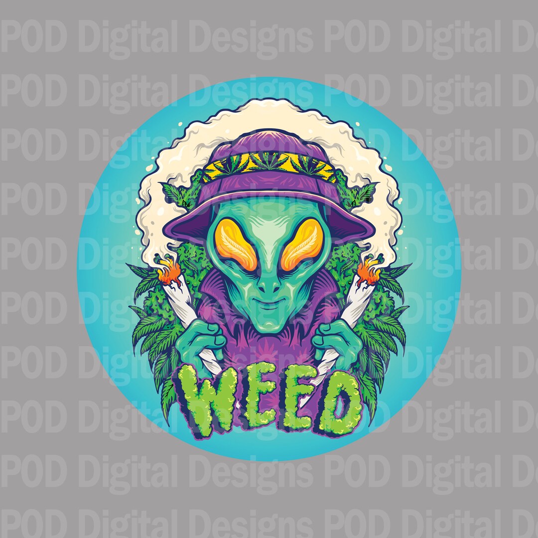 Transparent Png Blue Alien Weed | Sublimation | DTF | DTG - Etsy