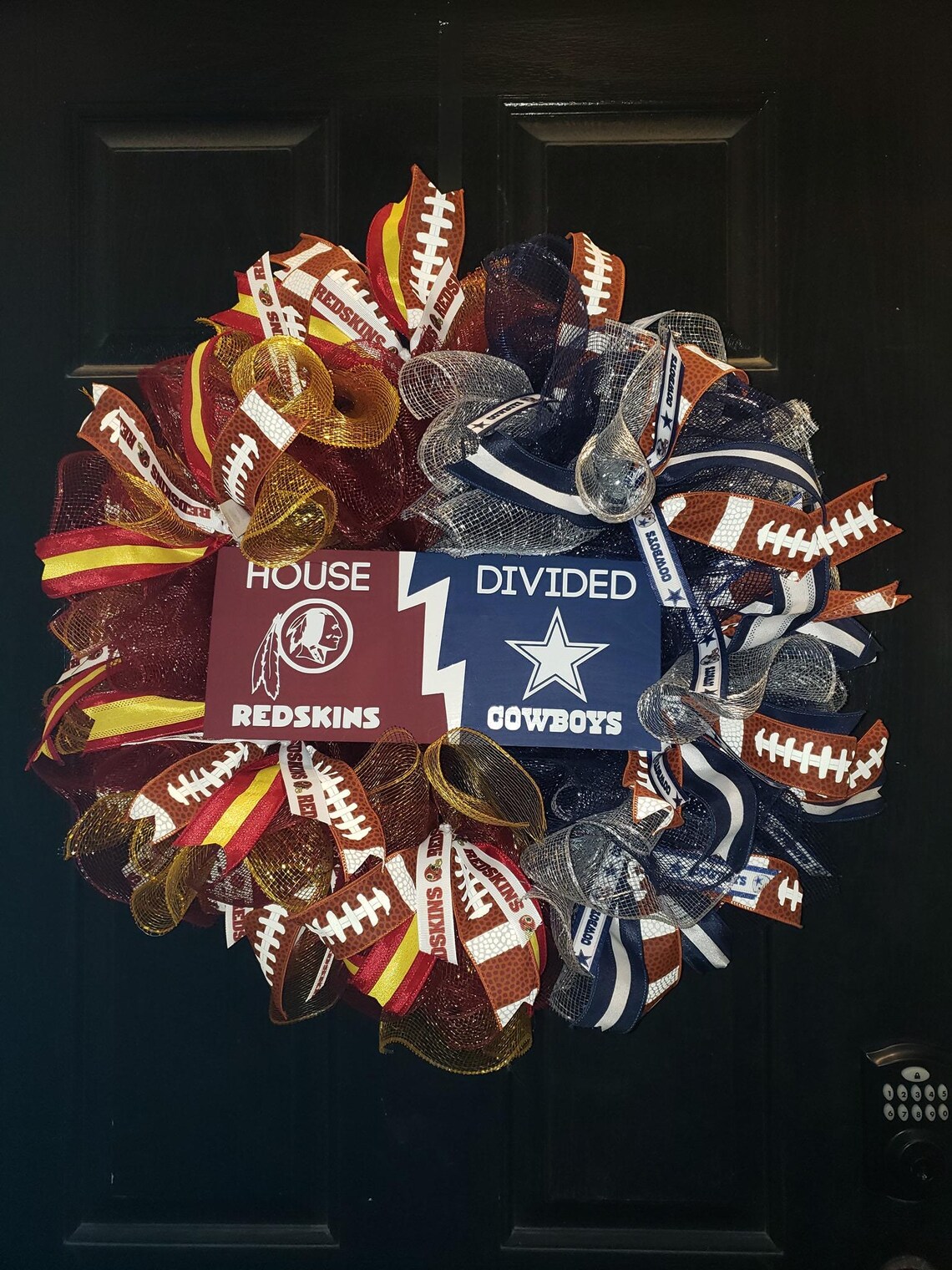 House Divided Football Wreath – Custom Split-team Door Decor With ...