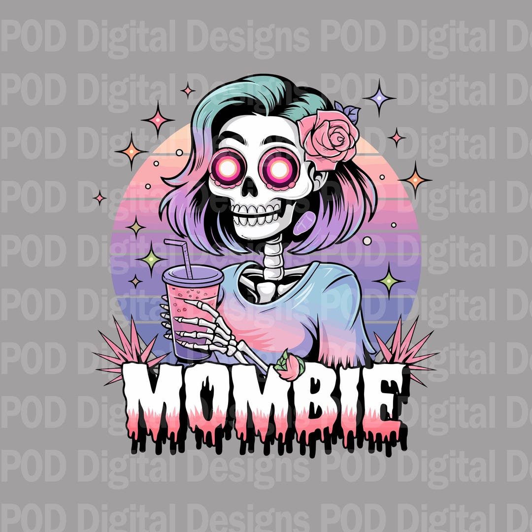 Transparent Png Mombie Skeleton Digital Image for Sublimation | DTF ...
