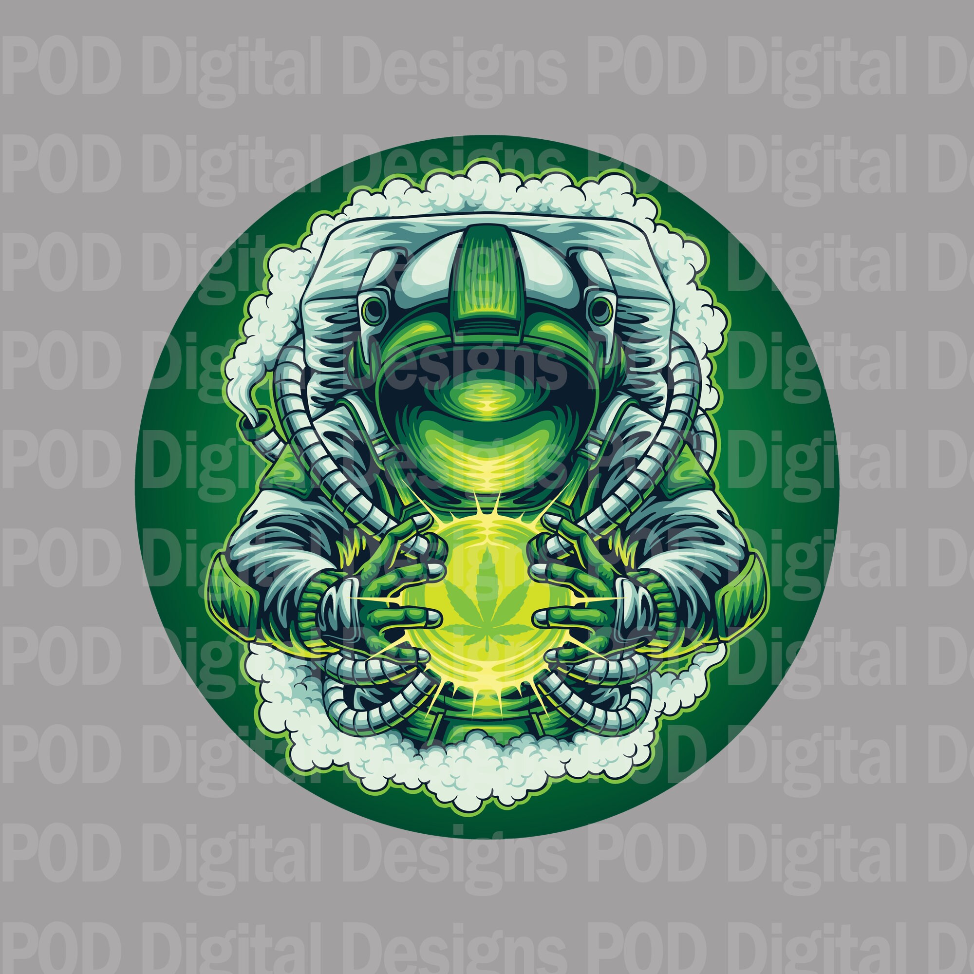 Transparent Png Green Cannabis Astronaut Weed | Sublimation | DTF | DTG ...