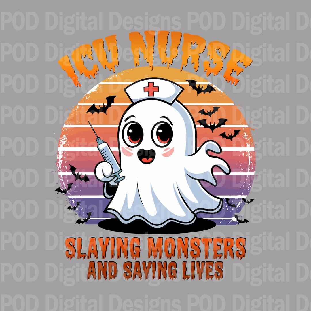 Halloween Sublimation Design: ICU Nurse Ghost - Digital PNG - Etsy