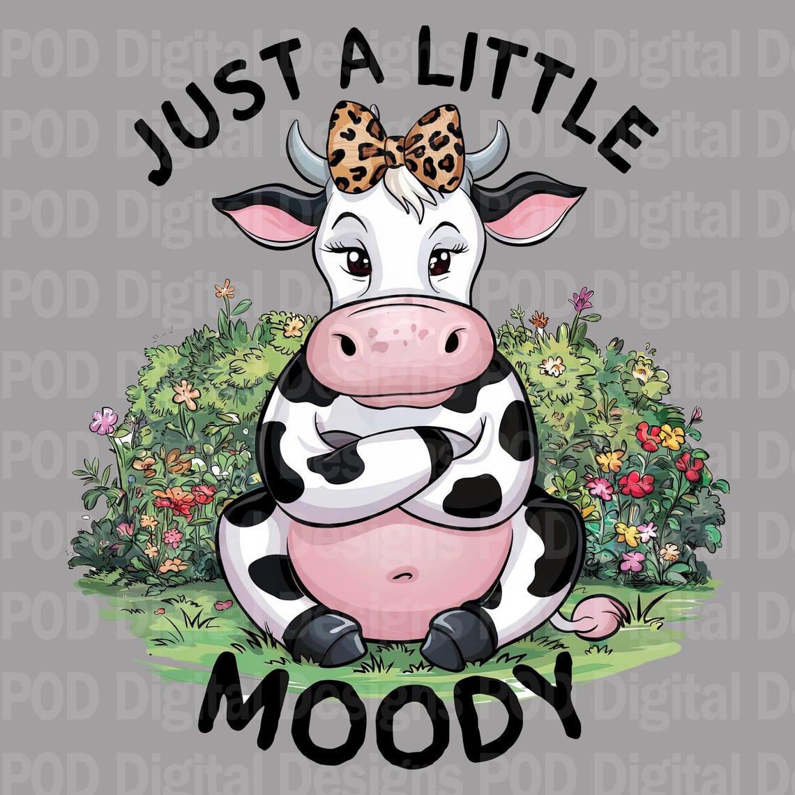 Moody Highland Cow Clipart: Funny Farm Animal Design (PNG Download) - Etsy