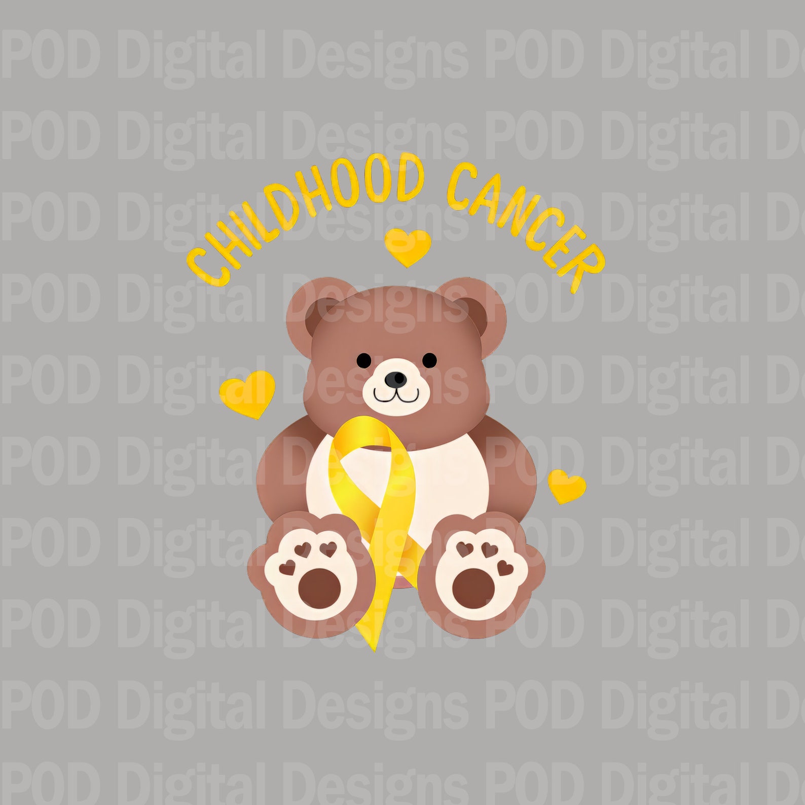 Transparent Png Childhood Cancer Bear | Sublimation | DTF | DTG - Etsy