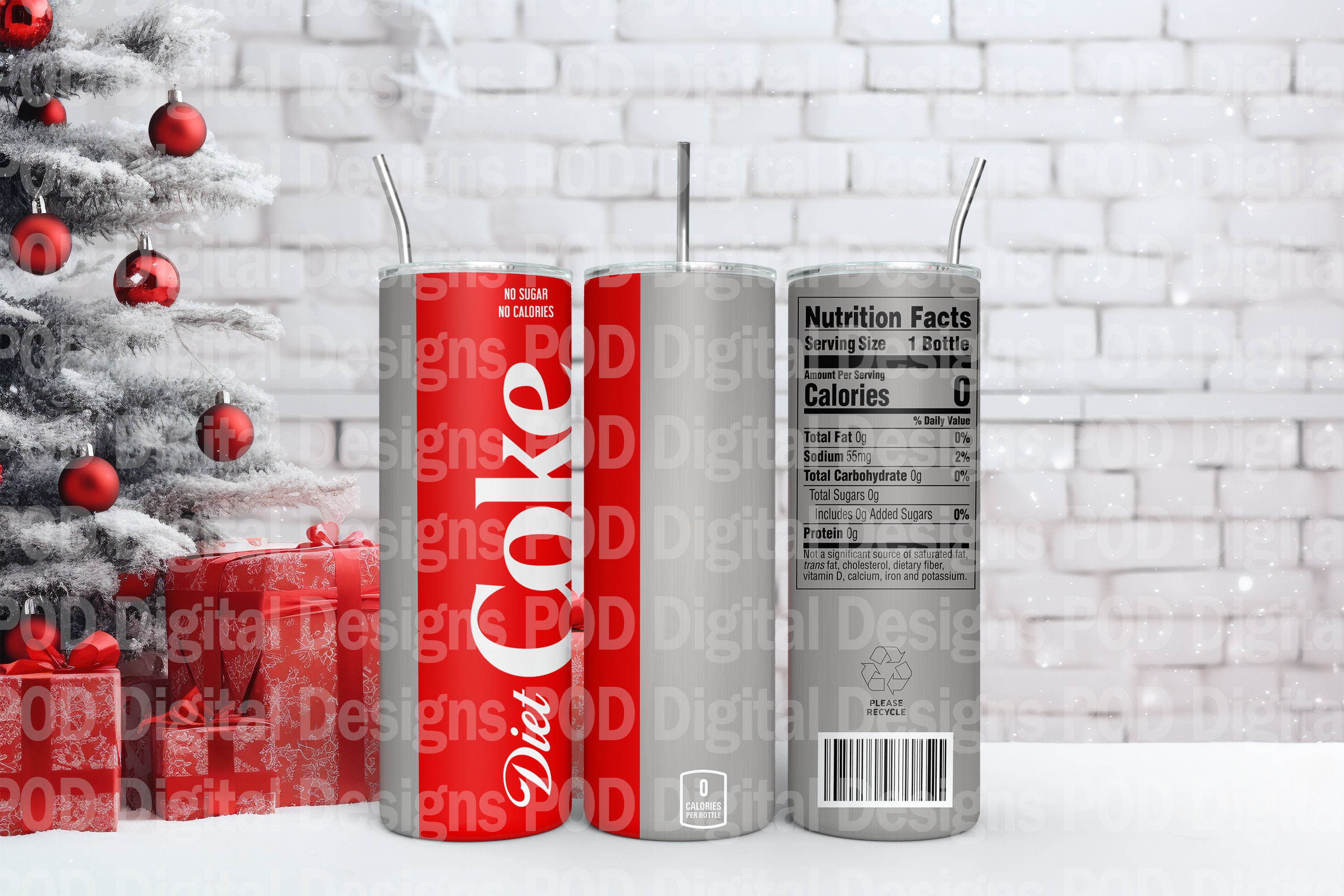 20 OZ Skinny Straight Digital Download Diet Coke Sublimation Tumbler ...