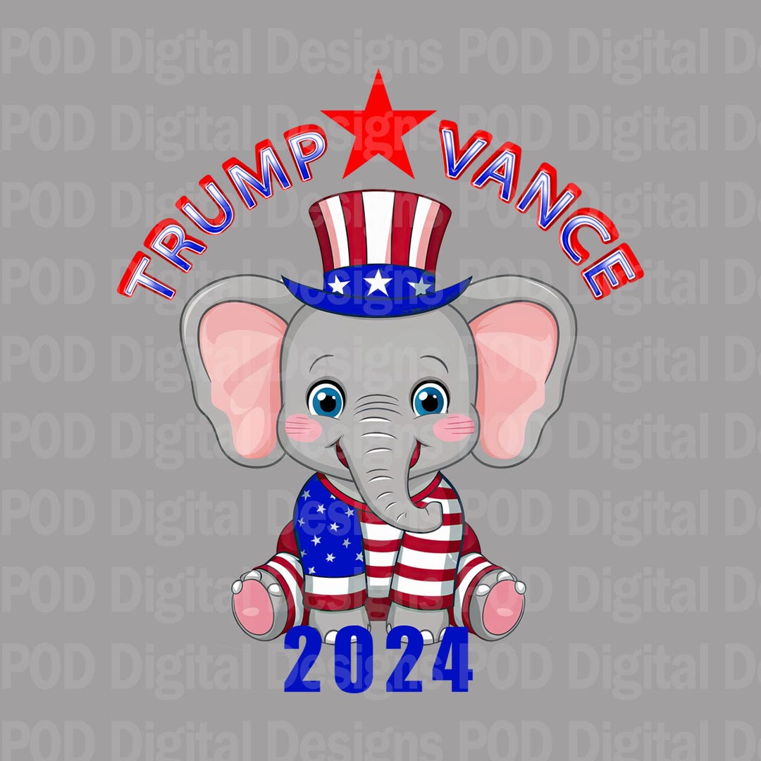 Patriotic Elephant Trump Vance 2024 Digital PNG Download T-shirts, Cups ...