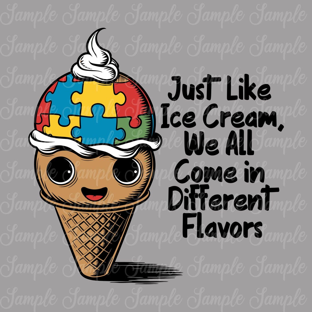 Autism Awareness Ice Cream Puzzle Design: Sublimation/dtf/dtg (digital ...
