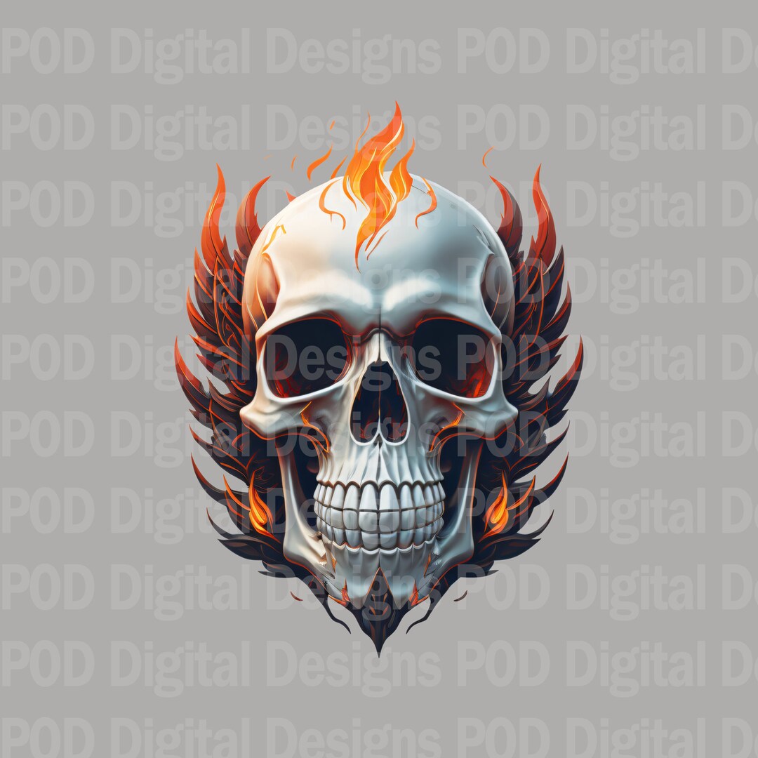 Transparent Png Skull With Flames - Etsy