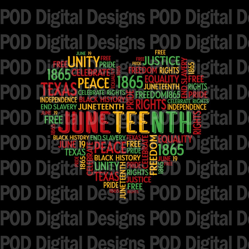 Transparent Png Juneteenth Word Heart Digital Image for DTF Print ...