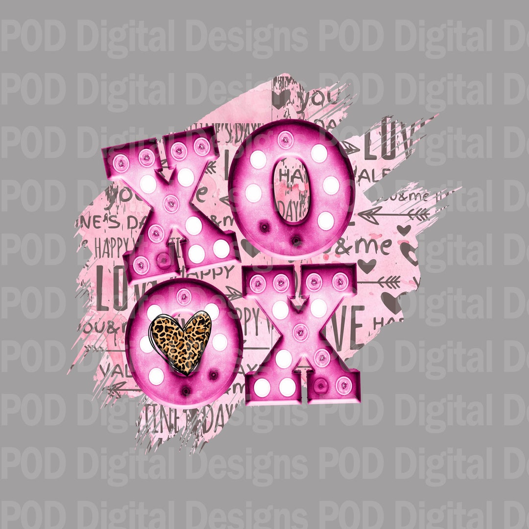 Valentine's Day Transparent PNG Pink Xo Lights, Sublimation, DTF, DTG ...