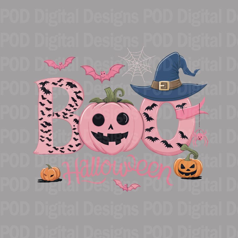 Transparent PNG Pink Boo Halloween Digital Image for DTF, Sublimation ...
