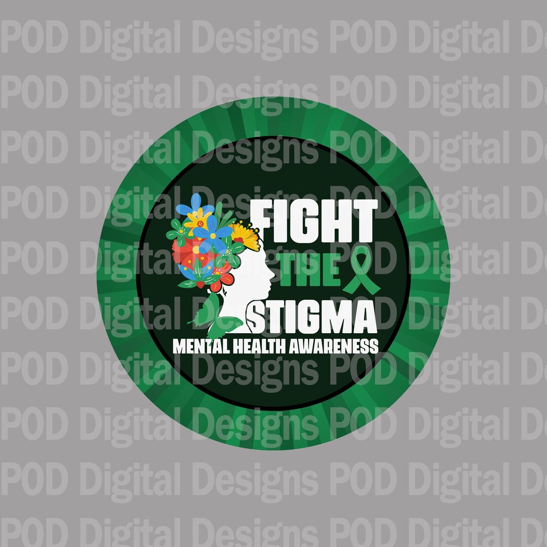 Green Fight the Stigma Mental Health Awareness Wreath Center - 9" UV ...