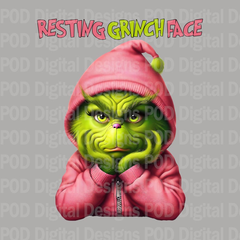Transparent Png Resting Grinch Face | Sublimation | DTF | DTG - Etsy