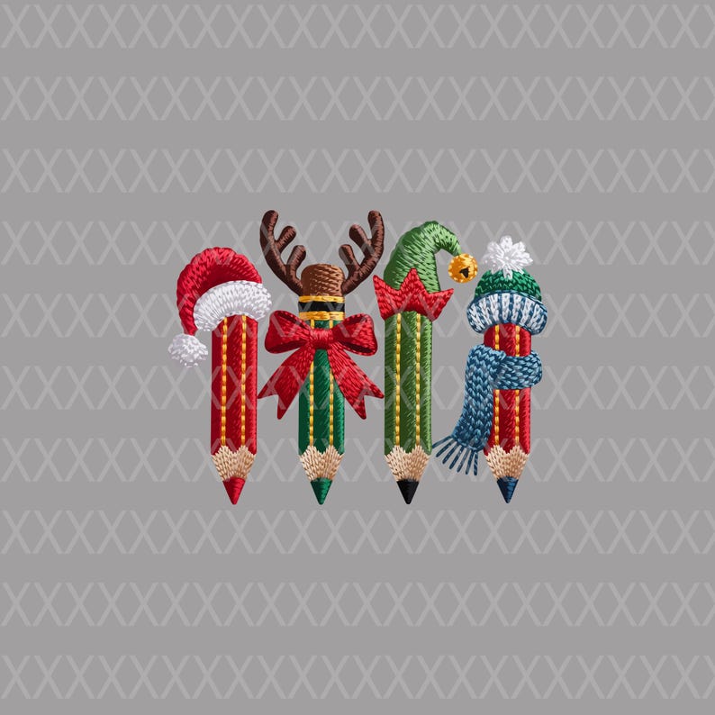 Christmas Pencil Clipart PNG Festive School Holiday Digital Download - Etsy