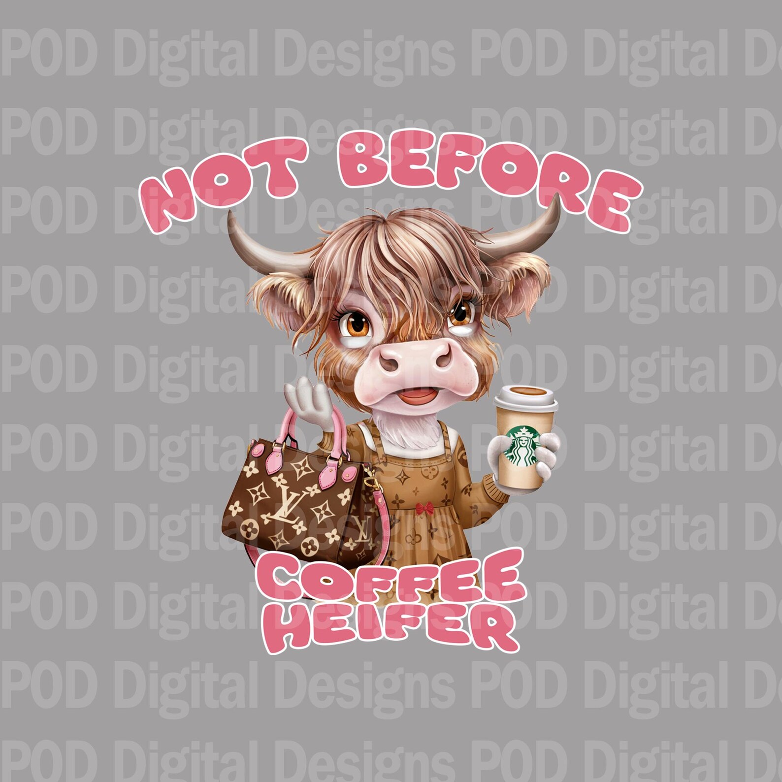 Transparent Png Not Before Coffee Heifer Bougie Highland Cow Digital ...