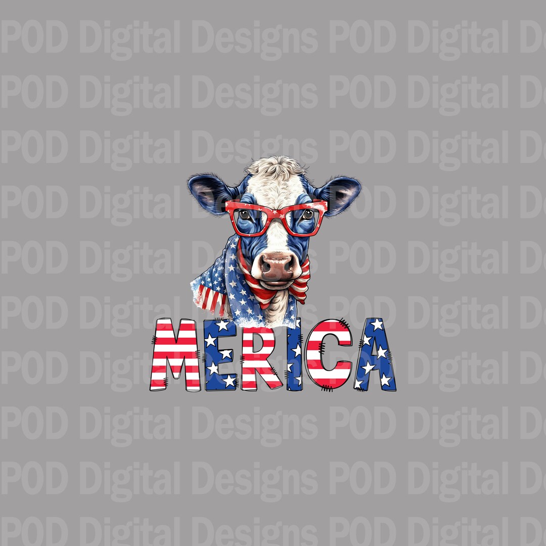 Transparent Png Merica Cow Digital Image | Sublimation | DTF | DTG ...