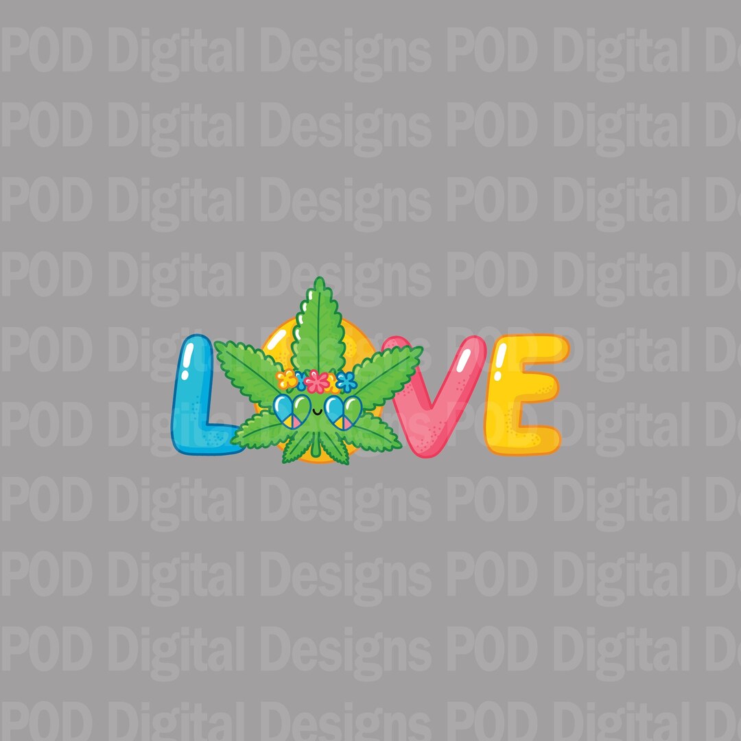 Transparent PNG Love Leaf, Cannabis, Weed Sublimation DTF DTG - Etsy